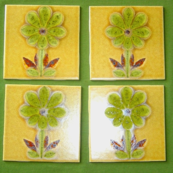 Vitroceramica | Accents | Vintage Daisy Art Tiles Mid Century Modern ...